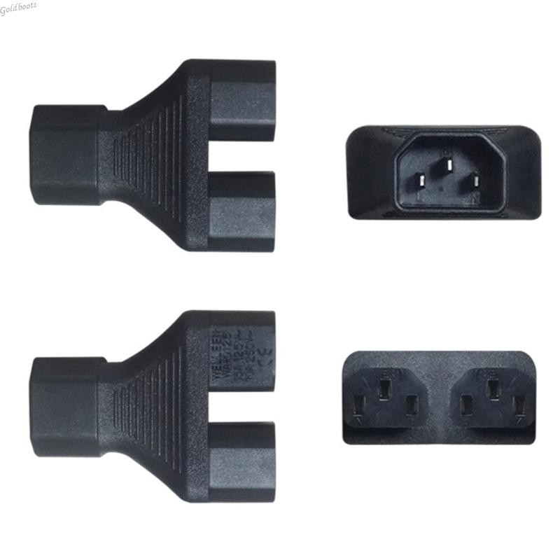GB C14 to Double C13 C15 5-15R Connector Adapter Male Plug to Female ...