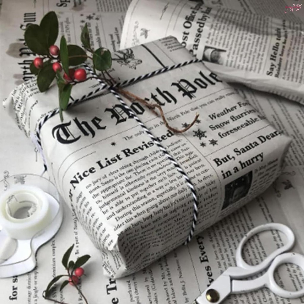 Newspaper Gift Box Wrapping Paper DIY Christmas Paper Roll Gift Wrap ...