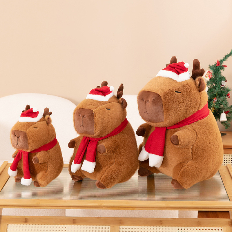 Cute Christmas capybara plush toy doll capybara plushie gift | Shopee ...