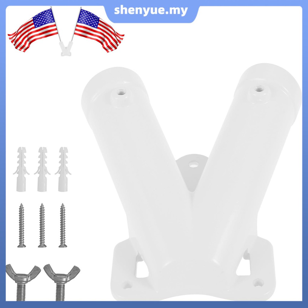 Flag Pole Holder 2 Holes Flag Pole Bracket Heavy Duty Aluminum Alloy ...