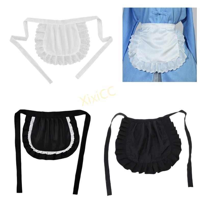 XixiCC Girls Cosplay Waist Apron Half Apron Kitchen Ruffled Waist Apron ...