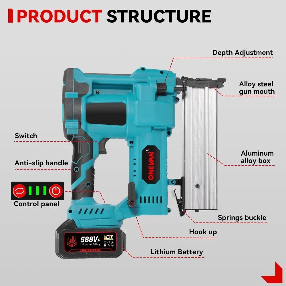 Brushless F15-F50 K410-K4 Electric Nail Gun 2in1 Cordless 2Gear Stapler ...