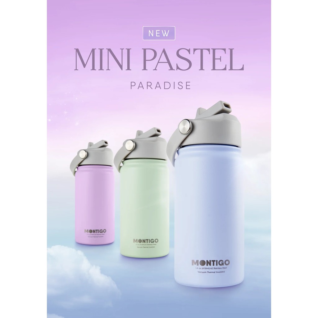 OiYO Montigo Pastel Ace Bottle Mini 14oz/410ml | Taro MilkTea, Honeydew MilkTea, Blue MilkTea ...