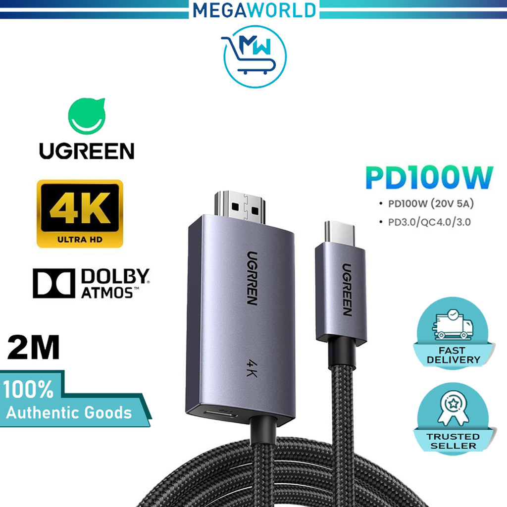 UGREEN USB-C to HDMI 4K Display Cable Video PD 100W Thunderbolt Fast ...