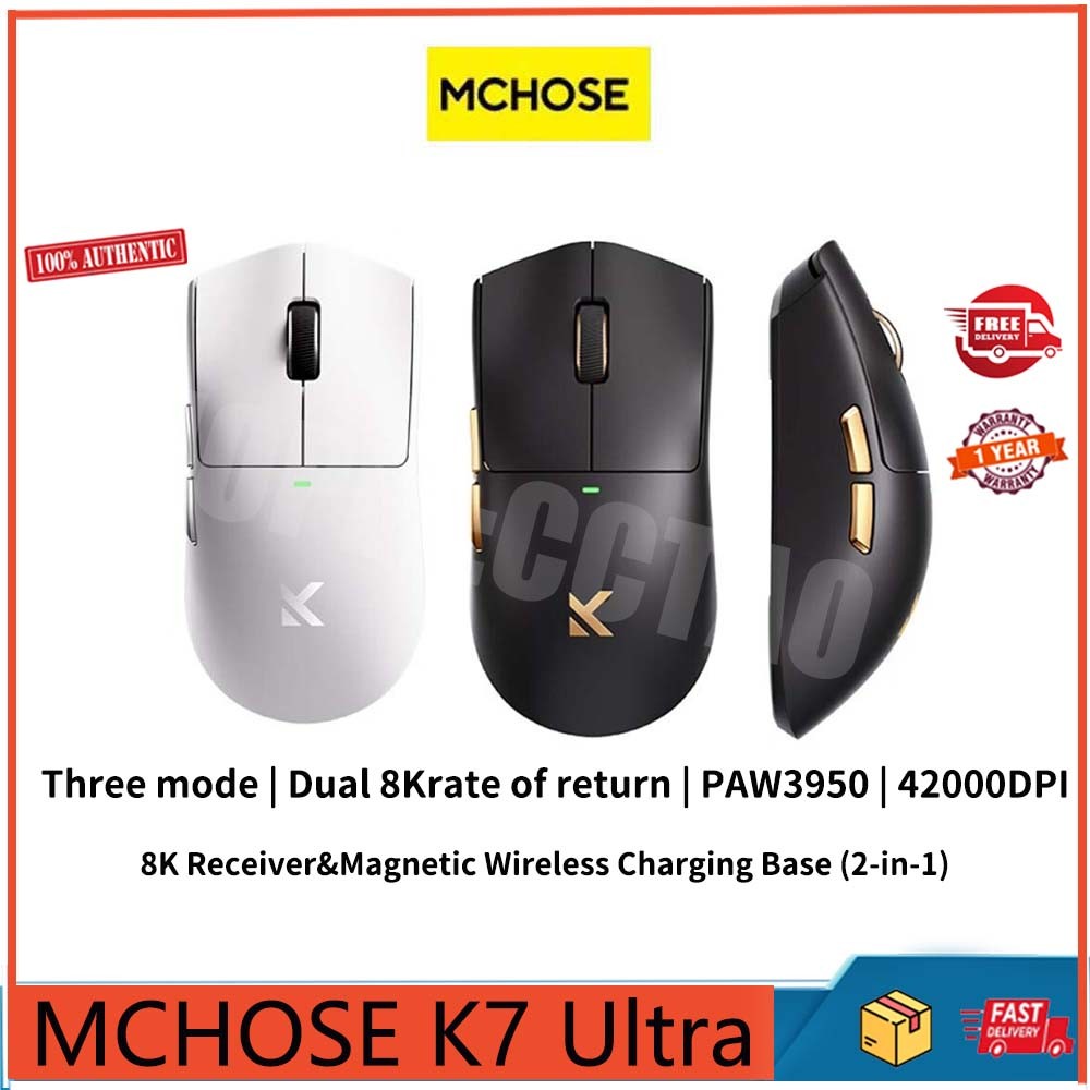 MCHOSE K7Ultra/A7X Ultra Three Mode PAW3950 Lightweight Dual 8K Wireless Game E-sports Office ...