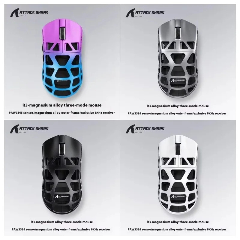 Attack Shark R3 Magnesium Alloy Mouse Lightweight Paw3395 Three-Mode Bluetooth Wireless Game ...