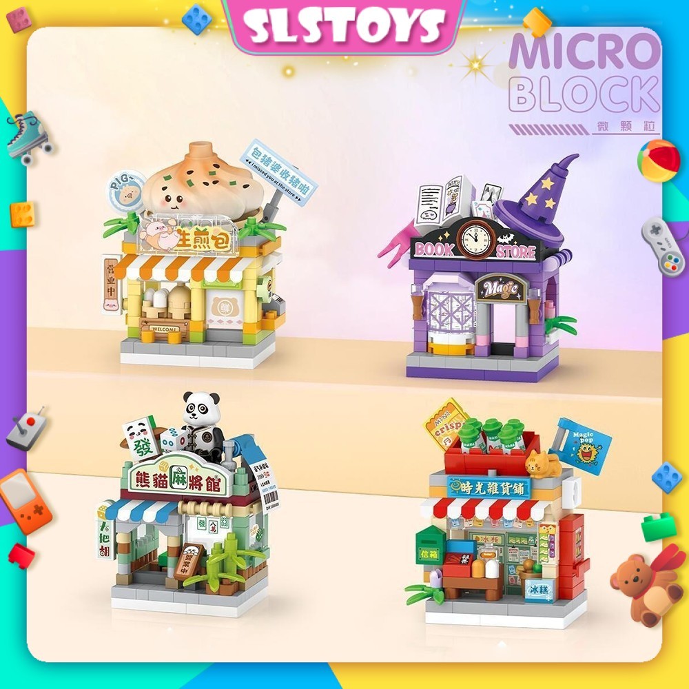 LOZ IDEAS Micro Block Street Series Groceries Mahjong Magic Book Store ...