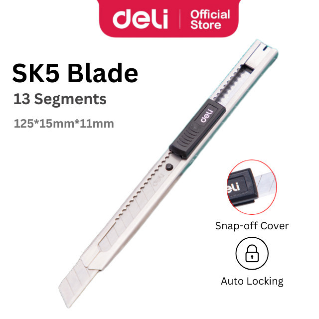 Deli Metal Body Cutter Blade with SK5 Steel Blade Auto Lock Snap-Off ...