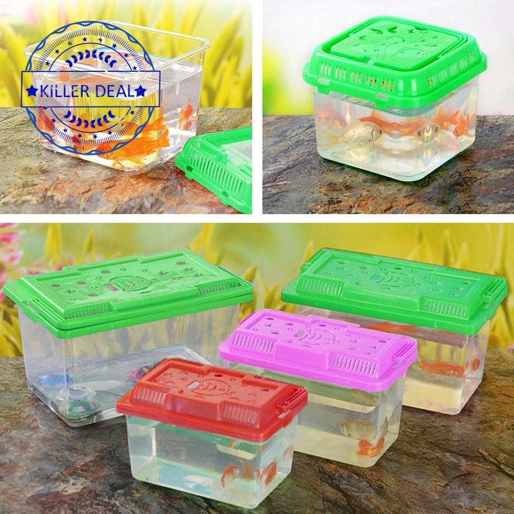 Portable Transparent Pet Breeding Box Turtle Tank Transport Plastic Box ...
