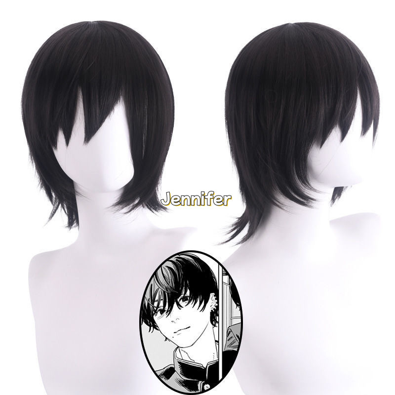 Anime Chainsaw Man Yoshida Hirofumi Cosplay Wig 35cm Short Black Wig ...