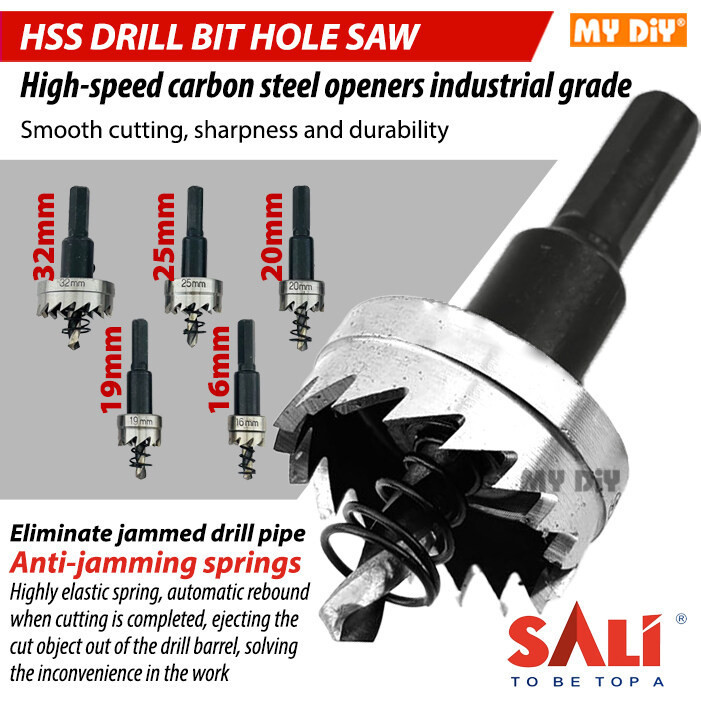 SALI 16MM 19MM 20MM 25MM 32MM HSS DRILL BIT HOLE SAW CUTTER AND WRENCH ...