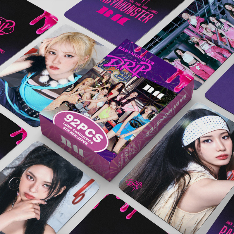 92pcs/box BABYMONSTER DRIP Lomo Cards Stickers BABYMONS7ER Album SHEESH ...