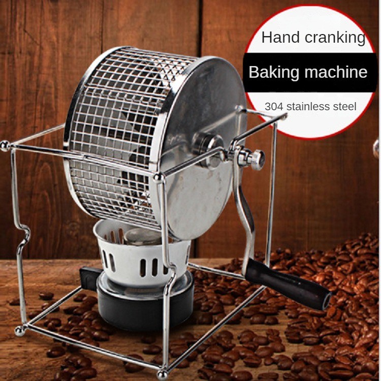 Hand-Cranking Bean Baking Machine Coffee Beans Roast Machine DIY Household Small Stainless Steel ...
