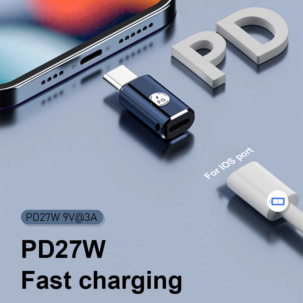 8 Pin To Type C Connector Adapter 27W PD Fast Charging USB C To 8 Pin ...