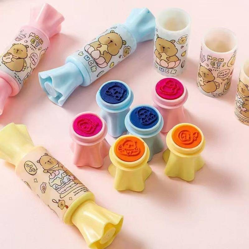 3Pcs/Set Candy Shape Capybara Round Stamp Cute Reward Toy Photo Album ...