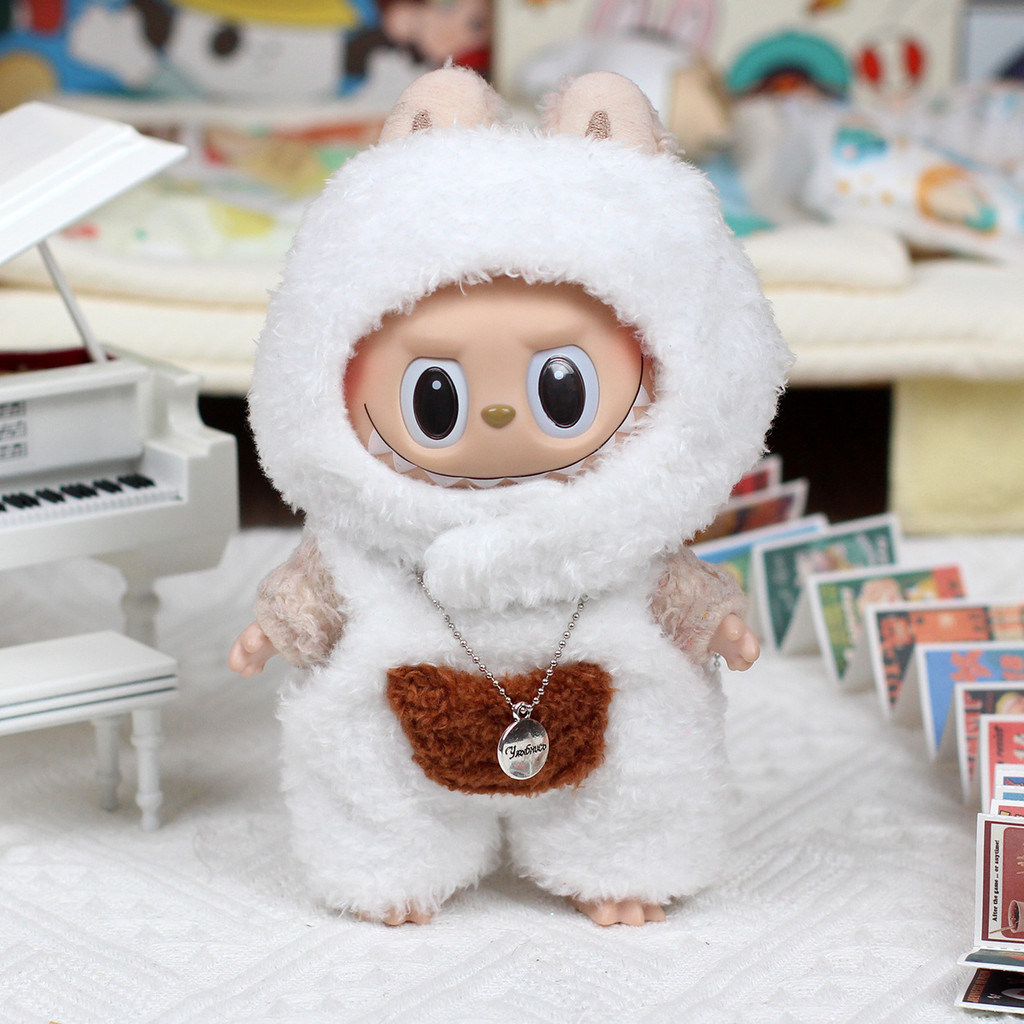 [Clothes only] For 17cm Labubu v1 baby clothes vinyl pendant doll doll ...