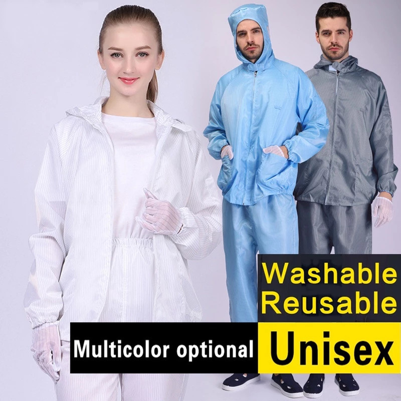 【Uhome】2 in 1 Anti Static Suit PPE Protective Suit Washable Cleanroom ...