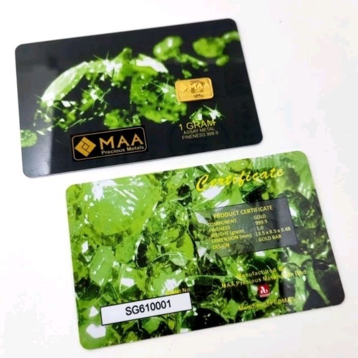 1g Goldbar Emas 999.90 By MAA Precious Metals dan 0.25gram,pure gold ...
