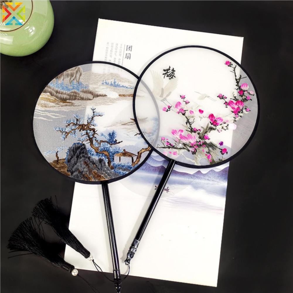 Retro Round Fan Chinese Su Embroidery Cheongsam Fan Chinese Costume ...
