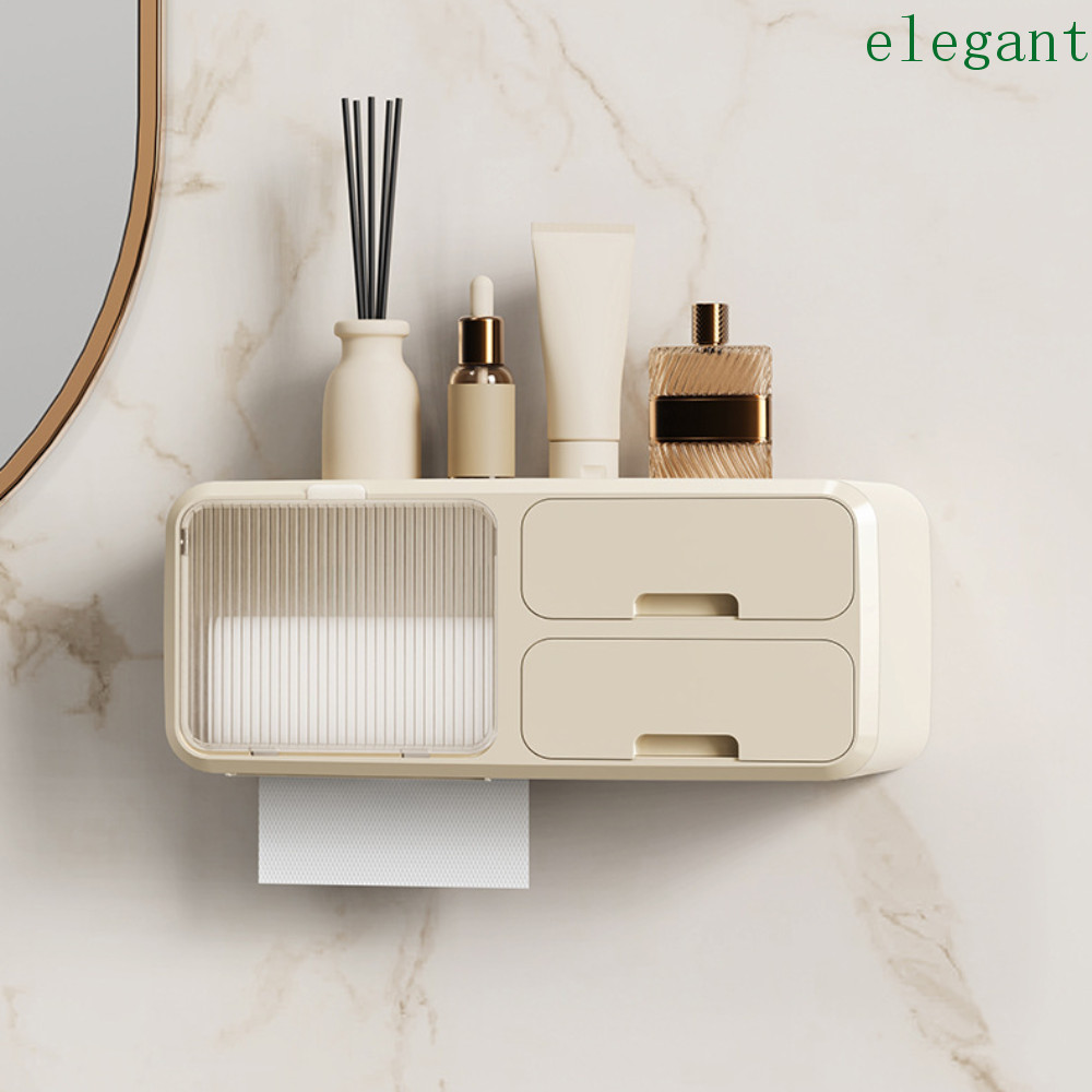 ELEGANT Wall Tissue Box, Wall-mounted Multi-purpose Roll Paper Holder ...