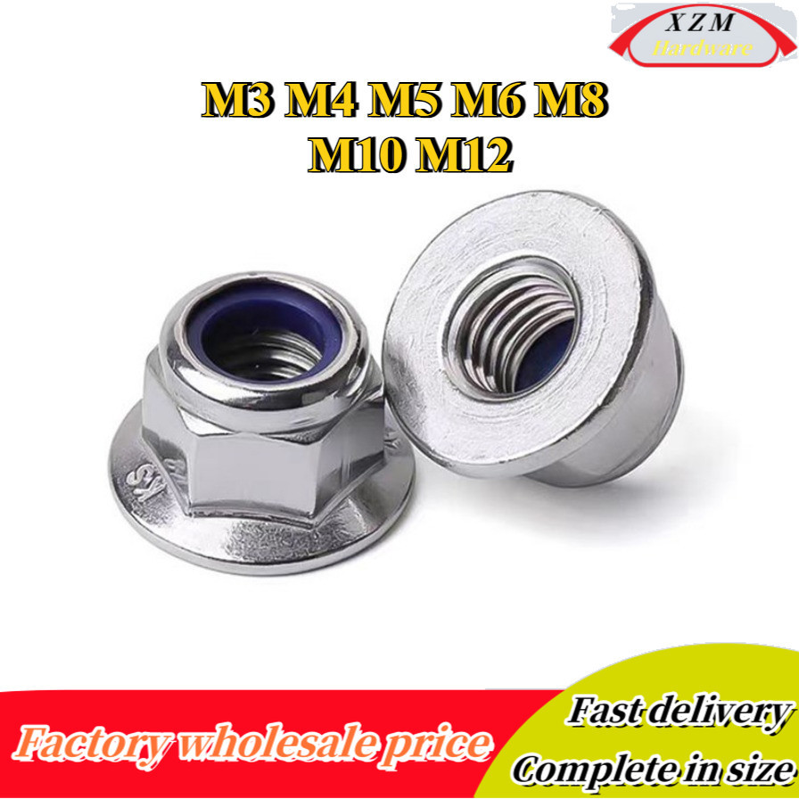 Sus316/304 Screw Cap Flange Nylon Locking Nut Locking Nut with Pad M3 M4 M5 M6 M8 M10 M12 [XZM ...