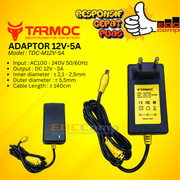 Tarmoc TDC-M12V5A | Switching Adapter 12V 5A | 12 Volt 5 Ampere Power ...