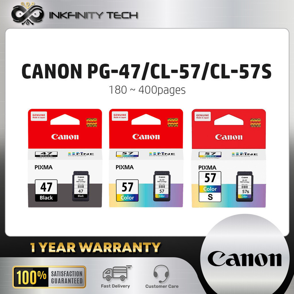Canon PG-47 (15ML) CL-57 (13ML) CL-57s (8ML) Original Ink Cartridge ...