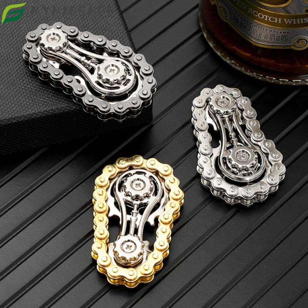 MIOSHOP Sprocket Fidget Spinner, Metal Bike Chain Chains Fidget Spinner ...