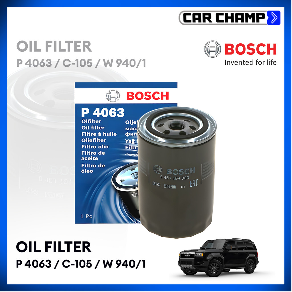 Toyota Land Cruiser 2F/3F L, 2L, 3L, SR, 3B, 22R Bosch Oil Filter P ...