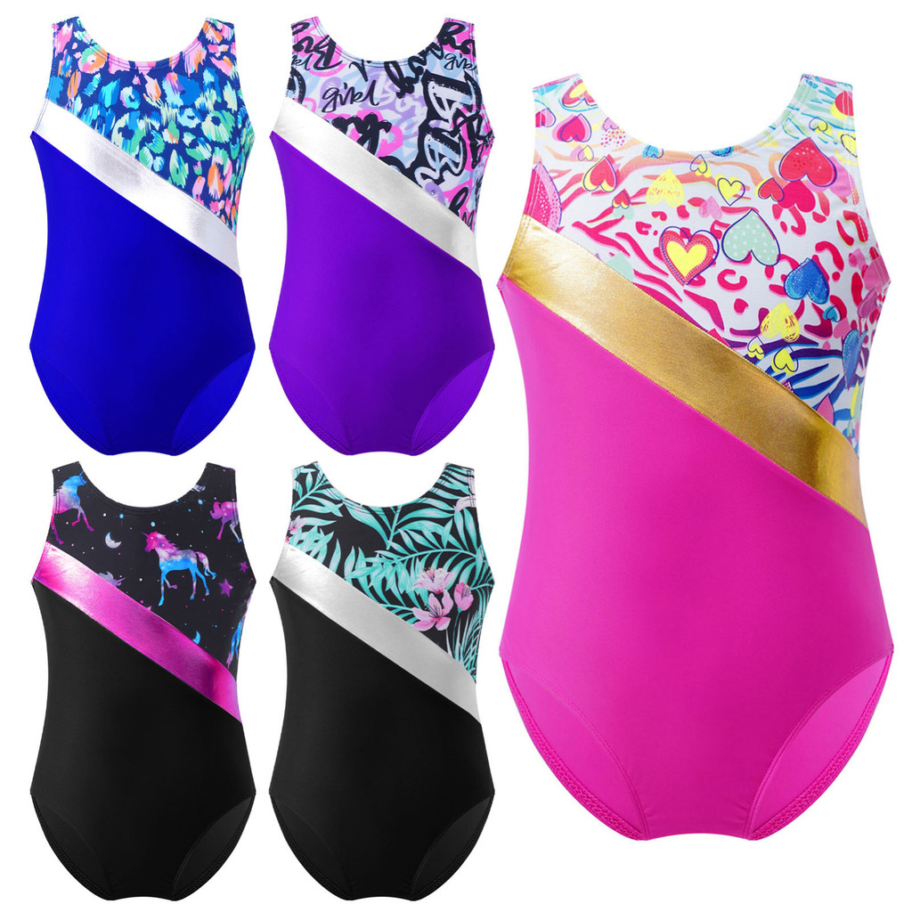 YOOJOO Kids Girls One-piece Swimwear Round Neck Sleeveless Patchwork ...