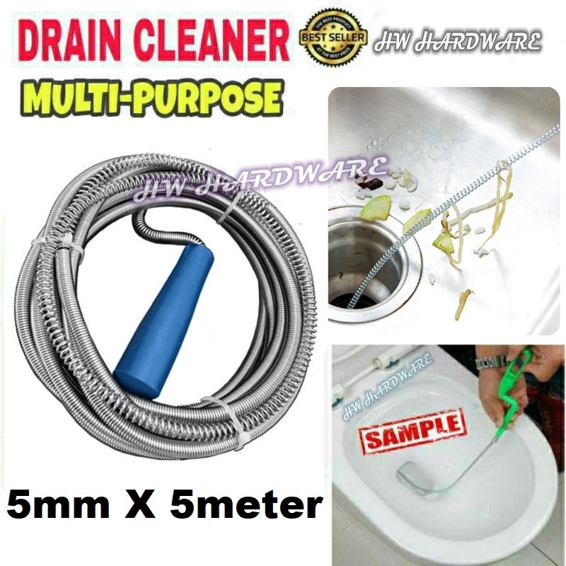 Drain Cleaner Spring Wire Waste Pipe Dredging Tool Flexible Steel Clog ...