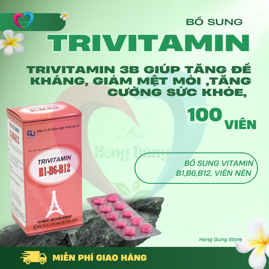 Vitamin B1 B6 B12 Dai Uy, Trivitamin 3B Tablets, Helps Supplement ...