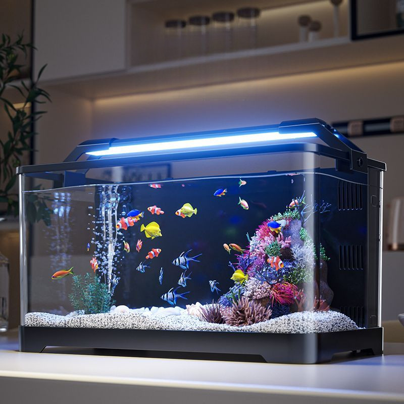 Office Fish Tank Aquarium Clear Plastic Goldfish Tank Desktop ...