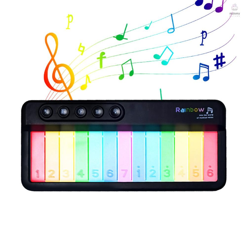 [mulo] 13 Key Colorful Music Keyboard Piano Musical Instrument Colorful Light Music Box Portable ...