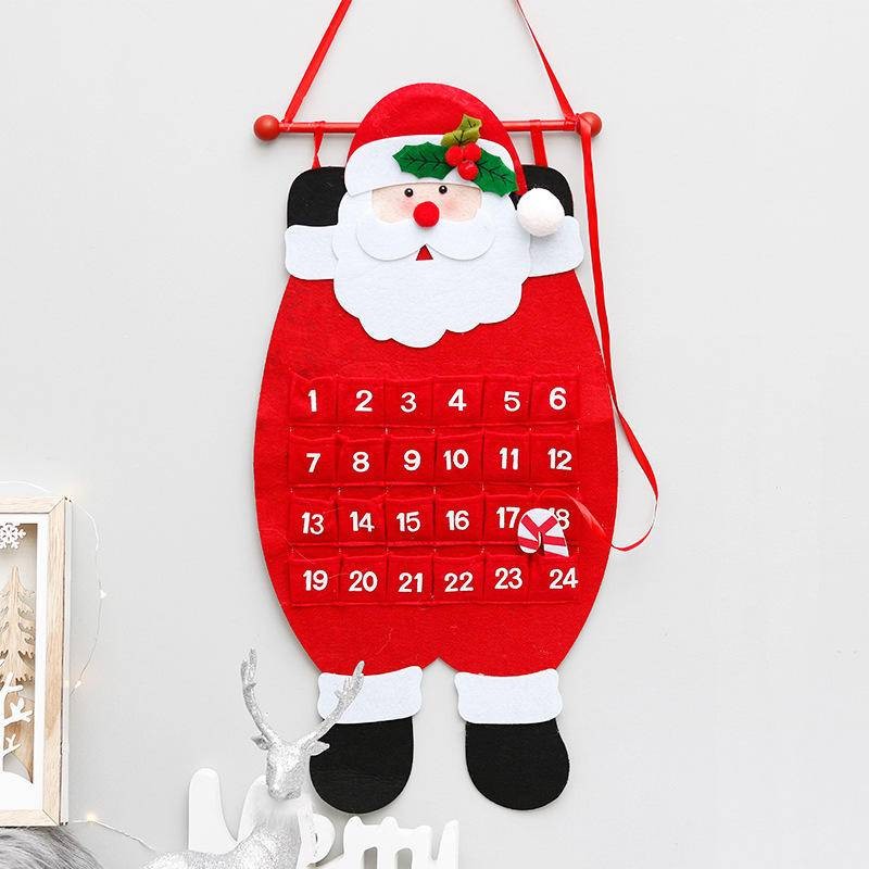Santa Snowman Elk Animal Christmas Countdown Wall Calendar Felt Number ...