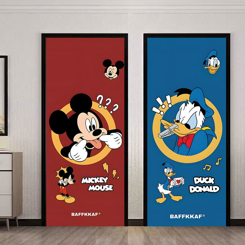 Cartoon Cartoon Mickey Mouse Door Sticker Self-Adhesive Painting ...