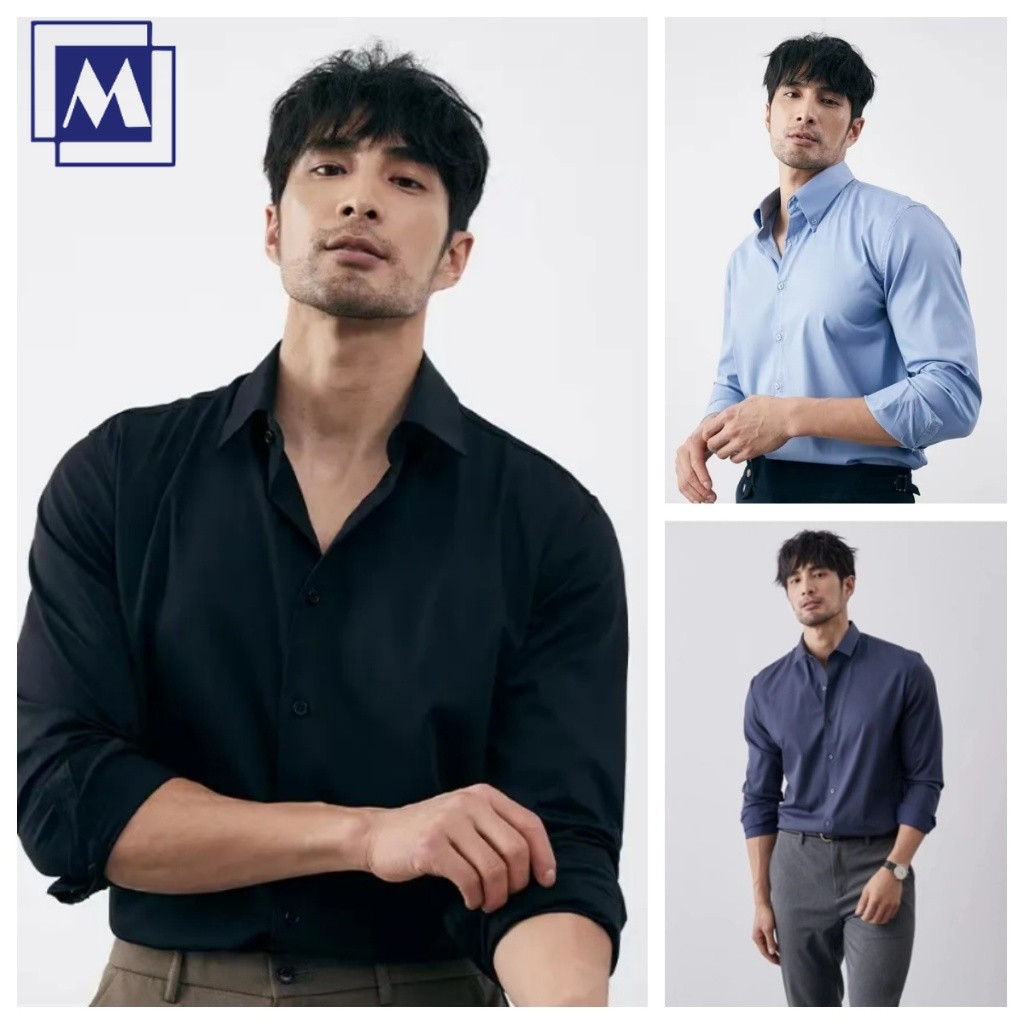 MIX Classic Korean Men's Plain Casual Fashion Long Sleeve Polo Shirt Men's Formal Offic | Shopee ...