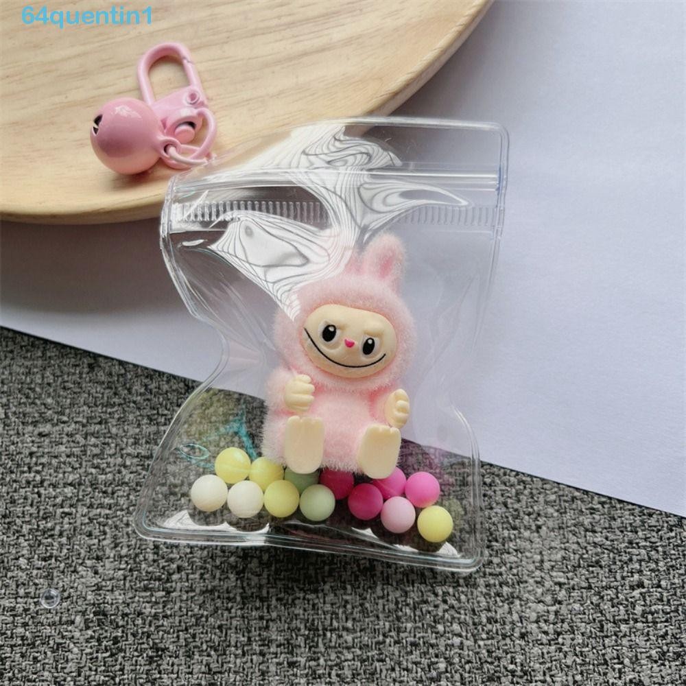 QUENTIN1 Sit Down Labubu Pendant, Transparent Silica Gel Flocking ...