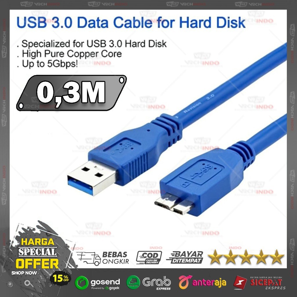 Usb 3.0 to Micro-B Cable Length 30CM / 0.3M / 0.3 Meters - Micro B ...
