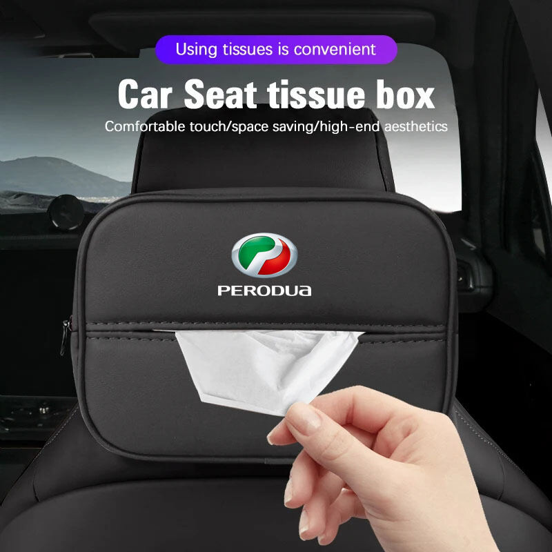 Perodua Car PU Leather Tissue Box Holder Car Sun Visor Seat Back Tissue ...