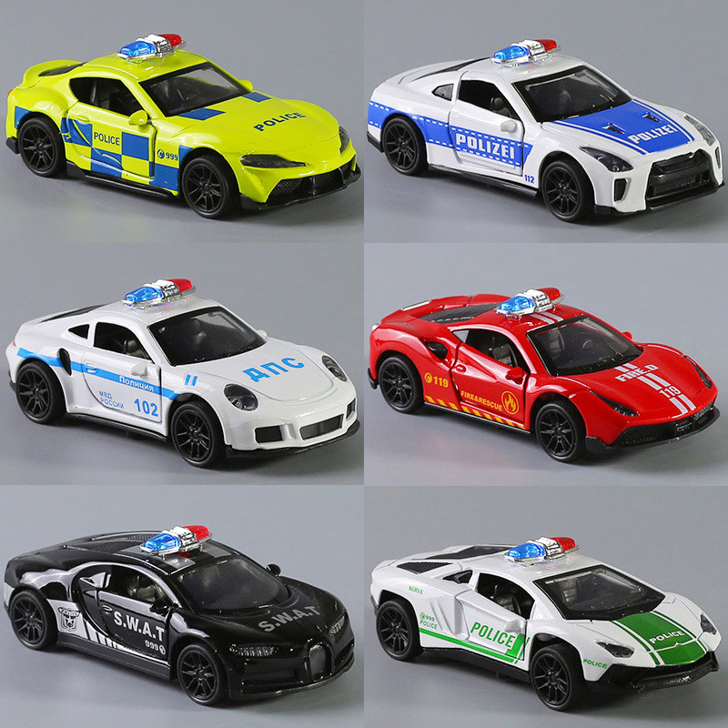 1: 43 Police Car Sports Car Children Alloy Car Double Door Pull Back ...