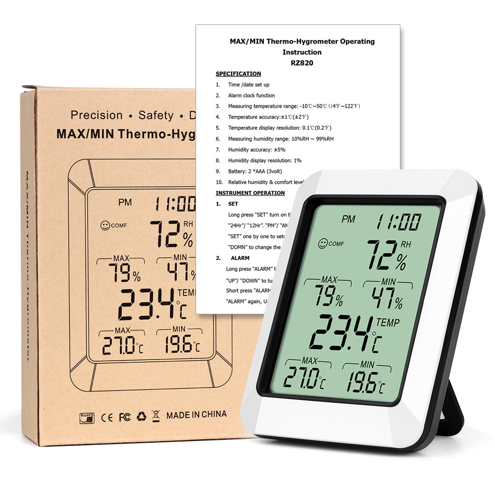 Electronic Hygrometer Digital Display Temperature and Humidity Meter ...