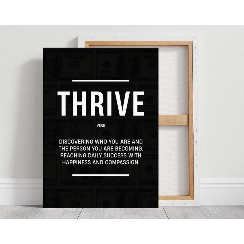 Just Gift Thrive Poster Inspirational Saying Canvas Modern Office Wall ...