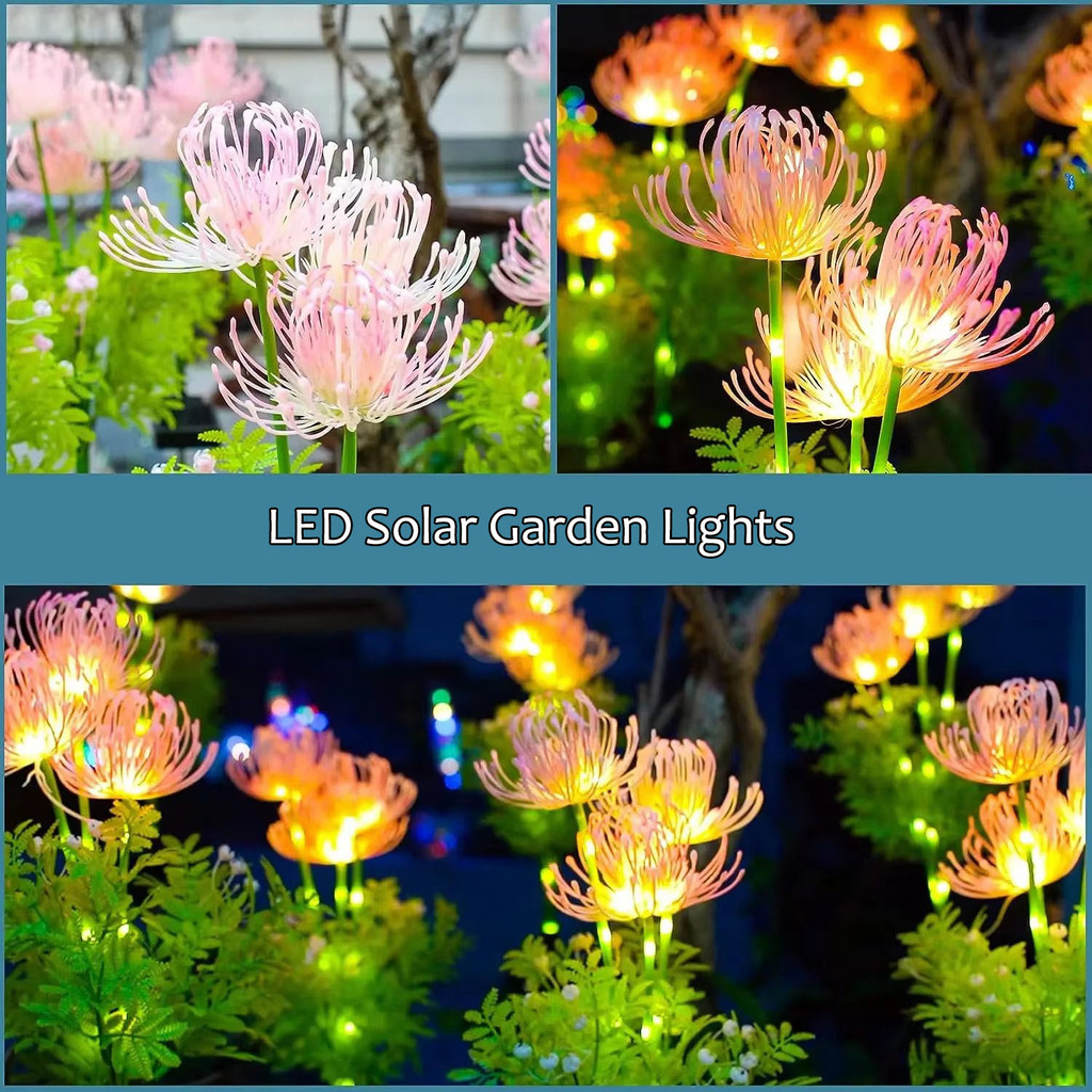 Solar Garden Lights Solar Flowers Lights with Glowing Flowers & Stems ...