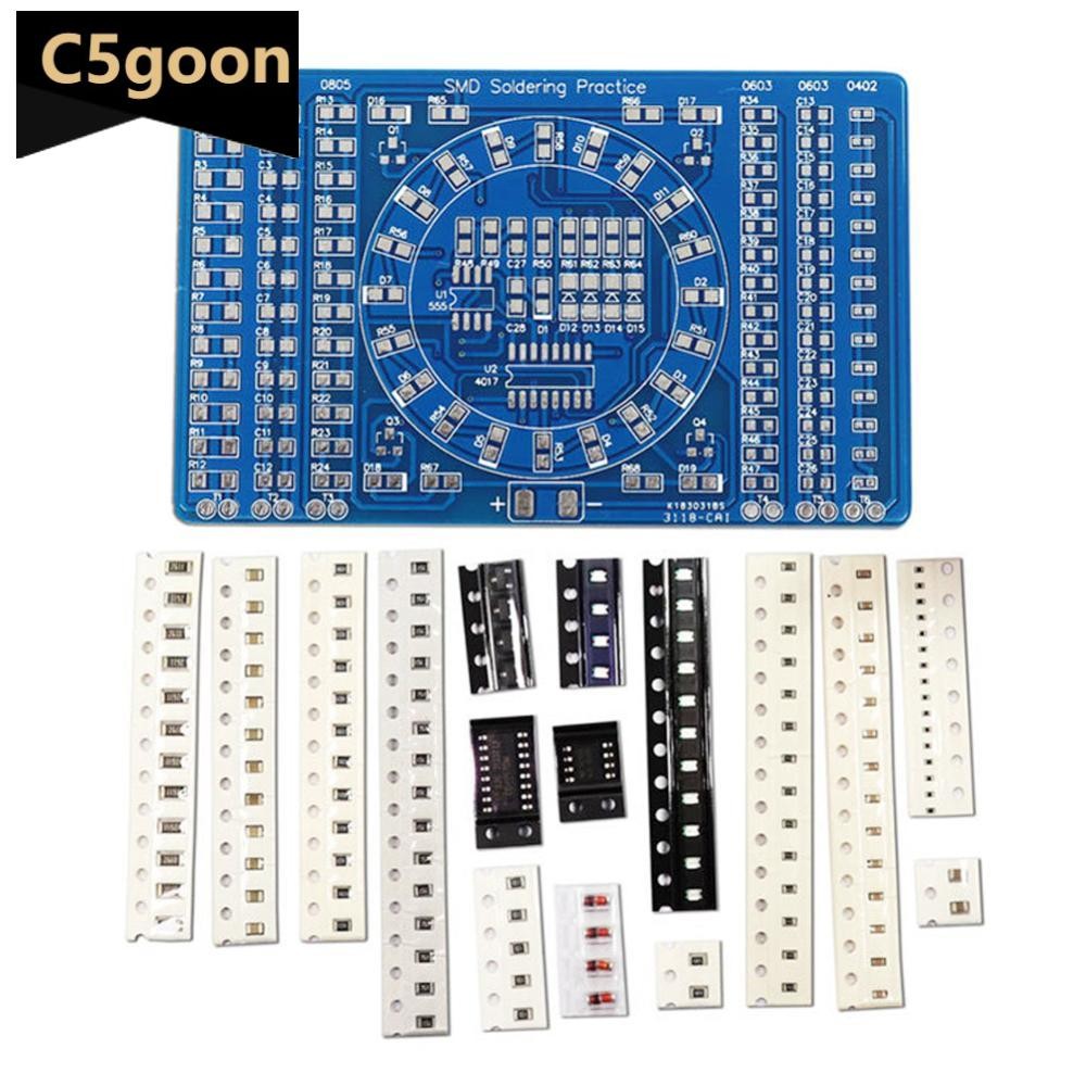 C5GOON SMD Soldering Practice Board Kit CD4017+NE555 Rotating LED Board ...