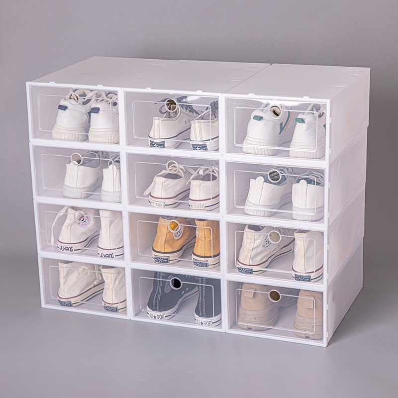 Shoebox PP Plastic White Transparent Shoebox Storage Organizer Boxes ...