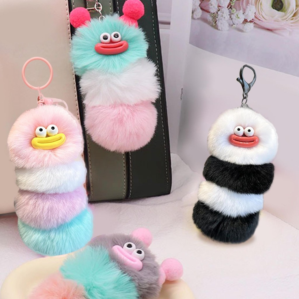 Caterpillar Key Chain Caterpillar Shape Stuffed Keyring Pendant Stuffed ...