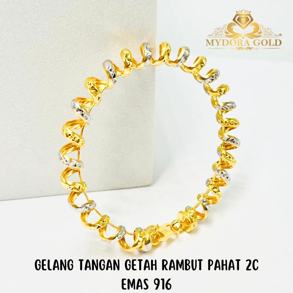 MYDORA Gelang Tangan Getah Rambut Pahat 2C l EMAS 916/22K | Shopee Malaysia