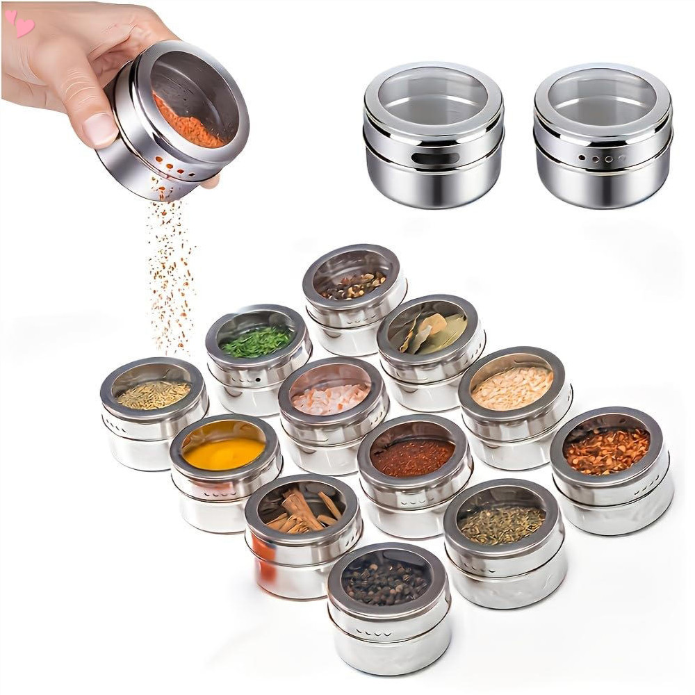 Magnetic Spice Tins ,Stainless-Steel Magnetic Spice Container Magnetic ...
