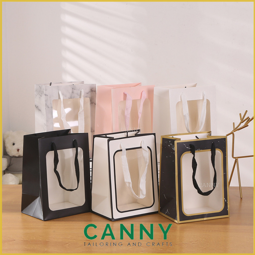 (1 Pcs) Transparent Window Paper Bag Gift Bag / Flower Bouquet Paper ...